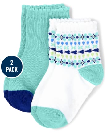 Girls Striped Print And Solid Midi Socks 2-Pack - Island Getaway ...