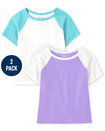 Girls Mix And Match Short Sleeve Colorblock Raglan Top 2-Pack | The ...