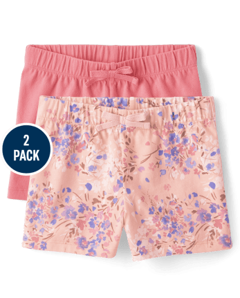 Girls Mix And Match Print Knit Pull On Shorts 2-Pack | The Children's ...