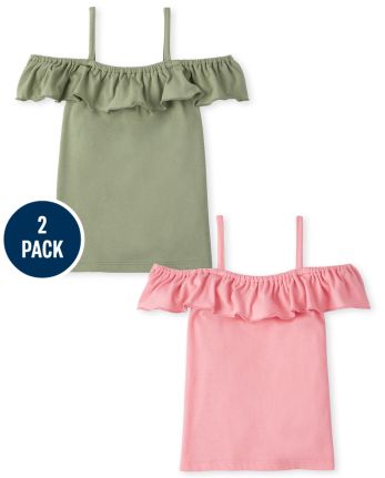 Girls Mix And Match Short Sleeve Ruffle Off Shoulder Top 2-Pack | The ...