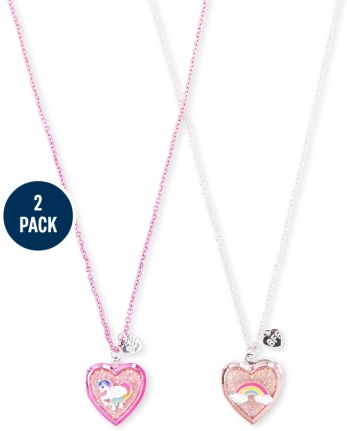 Girls Heart Locket Necklace 2-Pack | The Children's Place CA