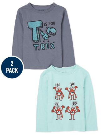 Baby And Toddler Boys Long Sleeve 'T Is For T Rex' And '5 10 15 20 ...