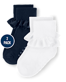 Girls Ruffle Socks 2-Pack - Uniform | The Children's Place CA - MULTI CLR