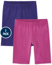 Girls Mix And Match Print Solid Knit Bike Shorts 2-Pack | The Children's Place - FALL FUCHSIA