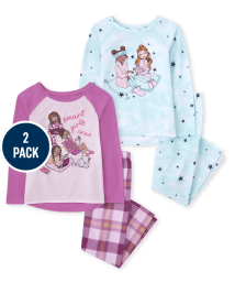 Girls Long Raglan Sleeve Sleepover And 'Smart Girls Crew' Pajamas 2 ...