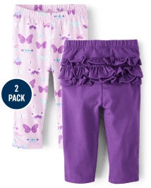 Baby Girls Butterfly And Knit Ruffle Pants 2-Pack | The Children's ...
