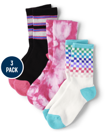 Teen Girls Tie Dye Cushioned Crew Socks 3-Pack | The Children's Place ...