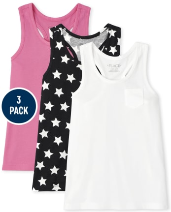 Girls Sleeveless Racerback Tank Top 3-Pack | The Children's Place ...