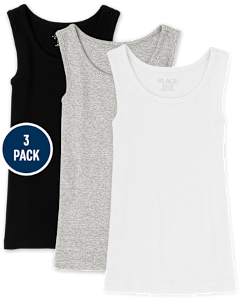 Girls Sleeveless Ribbed Tank 3-Pack | The Children's Place - MULTI CLR
