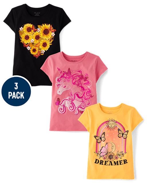 Girls Graphic Tee 3-Pack