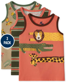 Toddler Boys Mix And Match Sleeveless Animal Tank Top 3-Pack | The ...