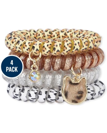 Girls Leopard Coil Bracelet 4-Pack | The Children's Place - MULTI CLR