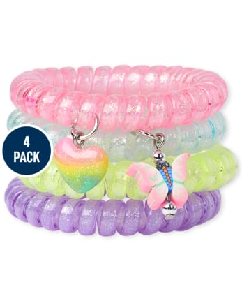 Girls Butterfly Coil Bracelets 4-Pack | The Children's Place - MULTI CLR