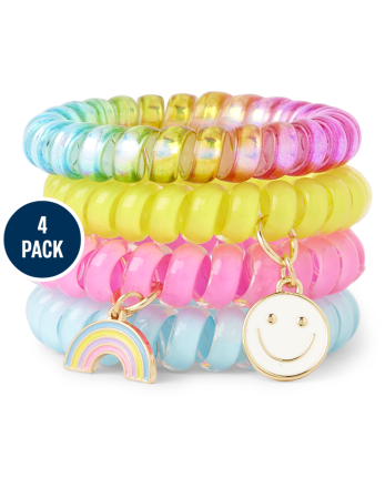 Girls Happy Face Coil Bracelet 4-Pack | The Children's Place - MULTI CLR