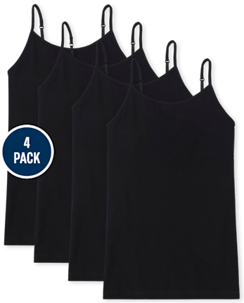 Girls Sleeveless Basic Cami 4-Pack | The Children's Place - BLACK