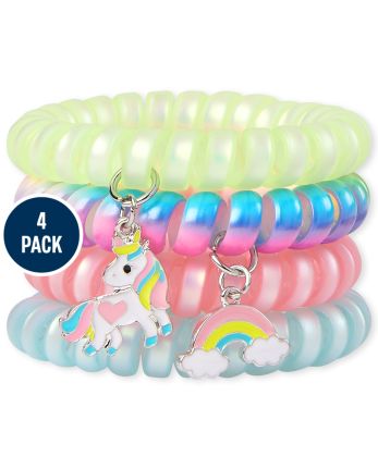 Girls Unicorn Coil Bracelet 4-Pack | The Children's Place - MULTI CLR