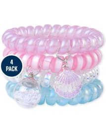 Girls Iridescent Confetti Shaker Seashell Coil Bracelet 4-Pack | The ...