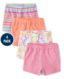 Toddler Girls Mix And Match Rainbow Striped Knit Bike Shorts 4-Pack ...