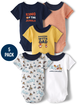 Baby Boys Short Sleeve Jungle Bodysuit 5-Pack | The Children's Place ...