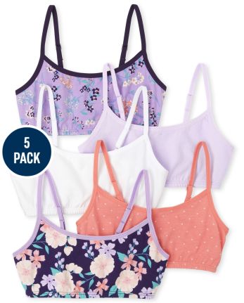 Girls Floral Bralette 5-Pack | The Children's Place - PINK MIMOSA