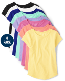 Girls Short Sleeve Mix And Match Basic Layering Tee 8-Pack - MULTI ...