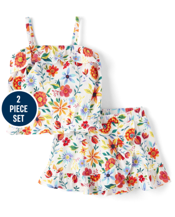 Toddler Girls Mix And Match Floral 2-Piece Outfit Set - WHITE | The ...