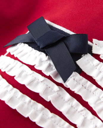 Girls Short Sleeve Ruffle And Bow American Flag Top - American Cutie ...