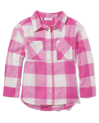 Tween Girls Long Sleeve Plaid Oversized Button Up Shirt - WHITE | The ...