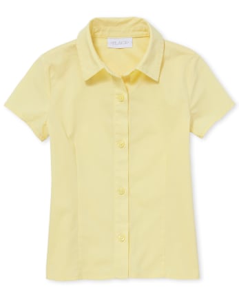 Girls Uniform Short Sleeve Poplin Button Down Shirt - PALE SUN | The ...