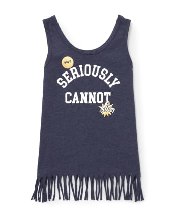 Girls Matchables Foil Graphic Fringe Tank Top | The Children's Place