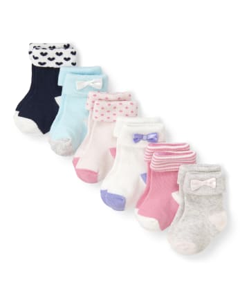 Baby Girls Print Turn Cuff Socks 6-Pack