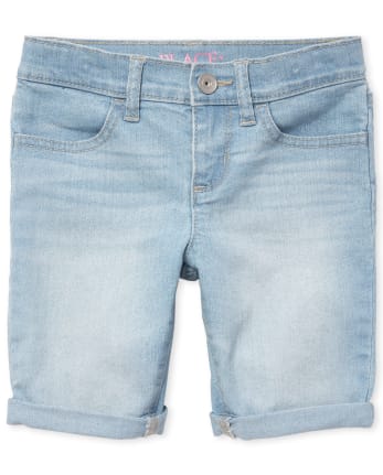 Girls Roll Cuff Denim Skimmer Shorts | The Children's Place ...