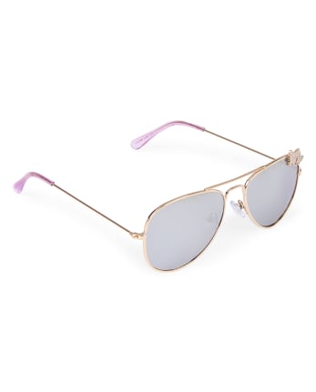 Girls Butterfly Metal Aviator Sunglasses
