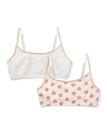 Girls Glitter Heart Bralette 2-Pack