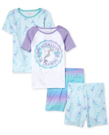 Girls Mermaid Snug Fit Cotton 4-Piece Pajamas | The Children's Place