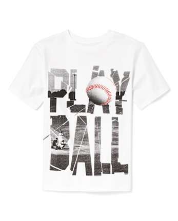 Boys Short Sleeve 'Play Ball' Baseball Graphic Tee - WHITE | The ...