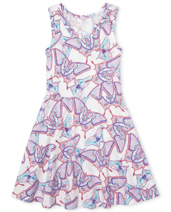Girls Sleeveless Print Knit Racerback Dress | The Children's Place