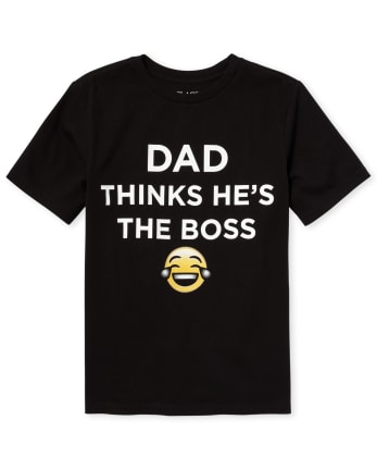 Boys Short Sleeve 'Dad Thinks He's The Boss' Graphic Tee - BLACK | The ...