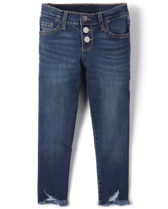 Girls Frayed Hem Distressed Denim Super Skinny Jeans | The Children's ...