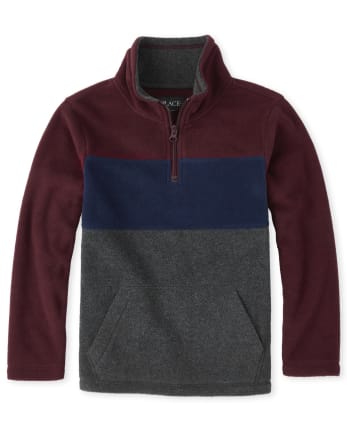 Boys Long Sleeve Colorblock Microfleece Half Zip Pullover