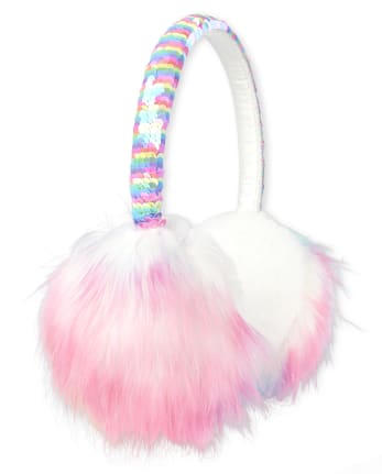 Girls Rainbow Flip Sequin And Faux Fur Ear Muffs | The Children's Place