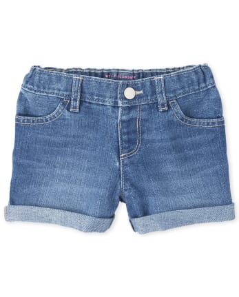 Baby And Toddler Girls Roll Cuff Denim Shortie Shorts | The Children's ...