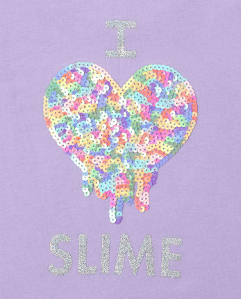 Girls Short Sleeve Glitter And Sequin 'I Heart Slime' Cut Out Top | The ...