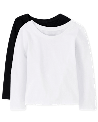 Toddler Girls Uniform Long Sleeve Basic Layering Tee 2-Pack