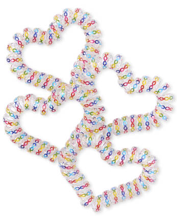 Girls Rainbow Heart Coil Bracelet 4-Pack