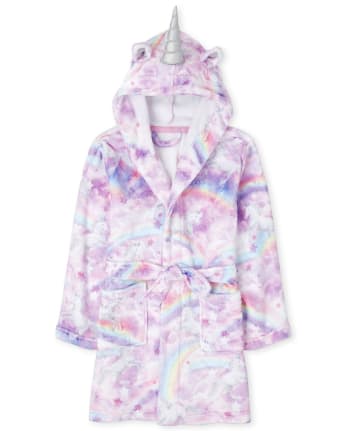 Girls Unicorn Cloud Fleece Hooded Robe