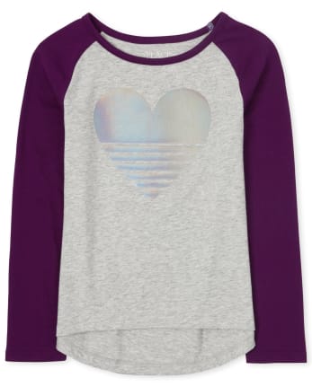 Girls Active Long Sleeve Foil Graphic Hi Low Top | The Children's Place ...