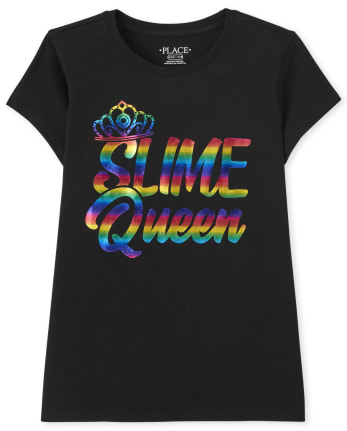 Girls Short Sleeve Slime Queen Graphic Tee - BLACK | The Children's ...