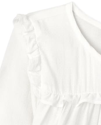 Girls Long Sleeve Woven Ruffle Top | The Children's Place - SIMPLYWHT