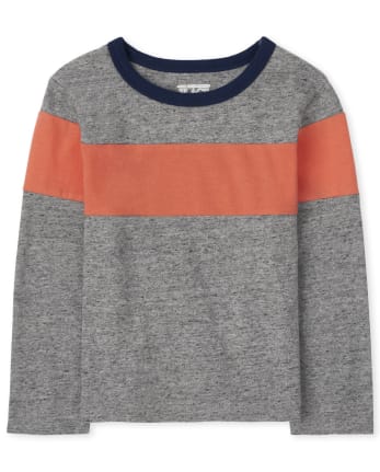 Baby And Toddler Boys Long Sleeve Colorblock Top - GRAY | The Children ...